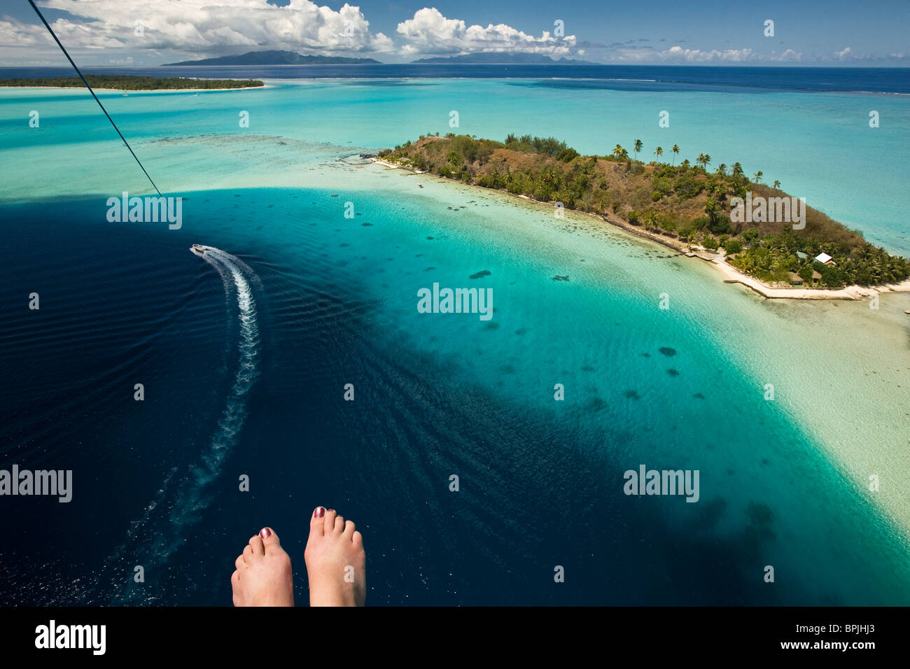 Parasailing over the beautiful lagoon of Bora Bora. (MR/PR Stock Photo ...