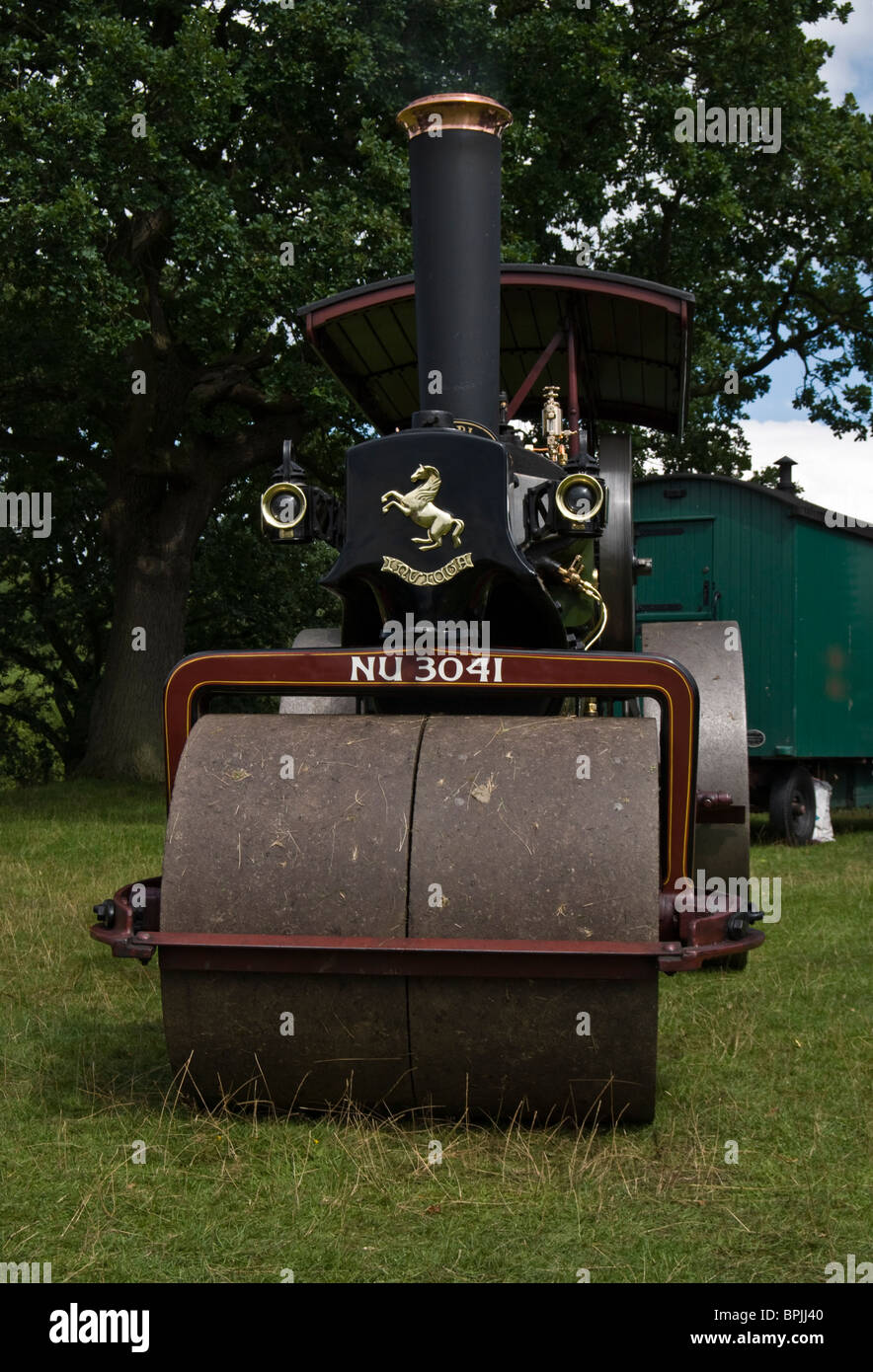 front restored vintage aveling and porter steamroller with living cabin ...
