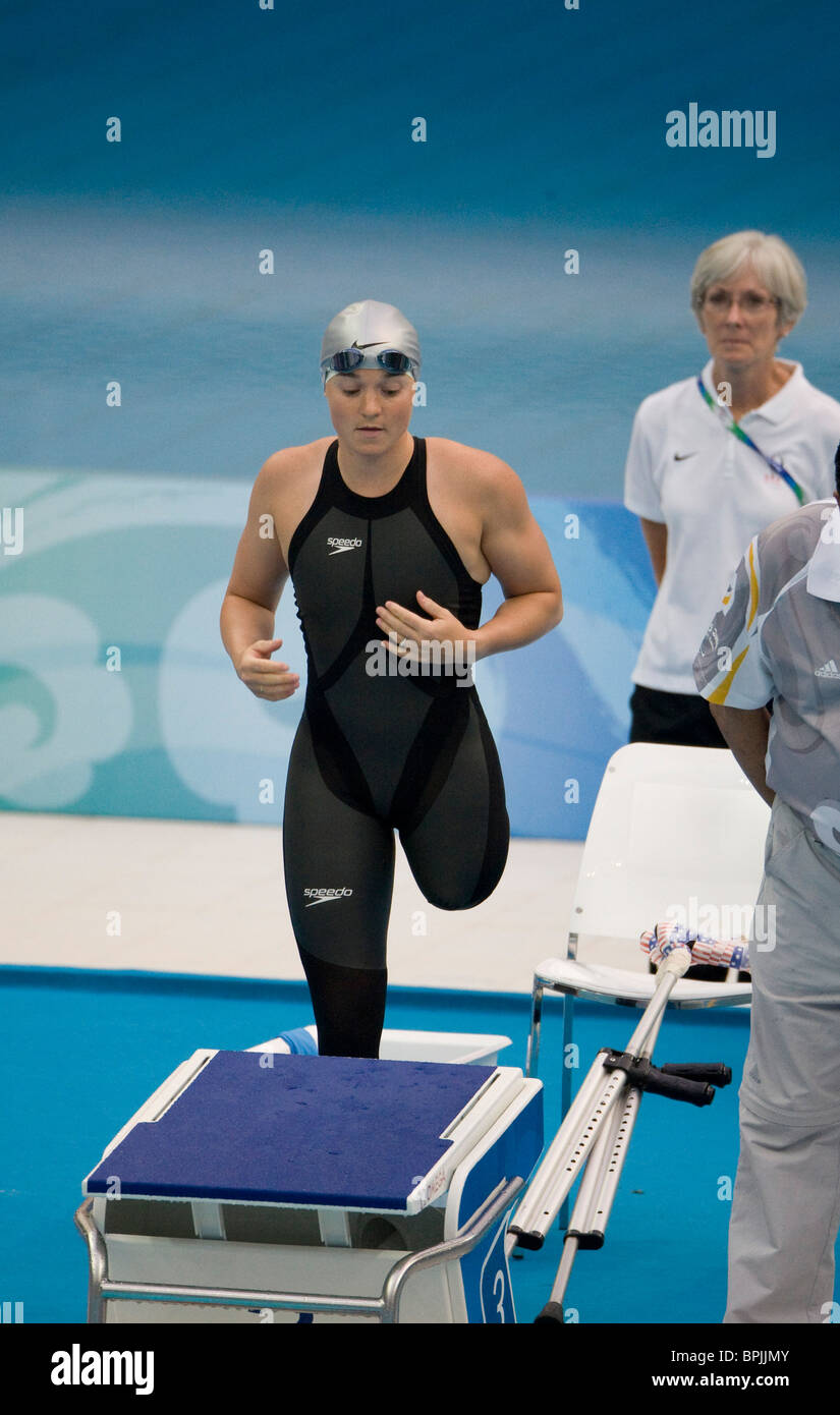 United State swimmer Melissa Stockwell before competing in the S9 women ...