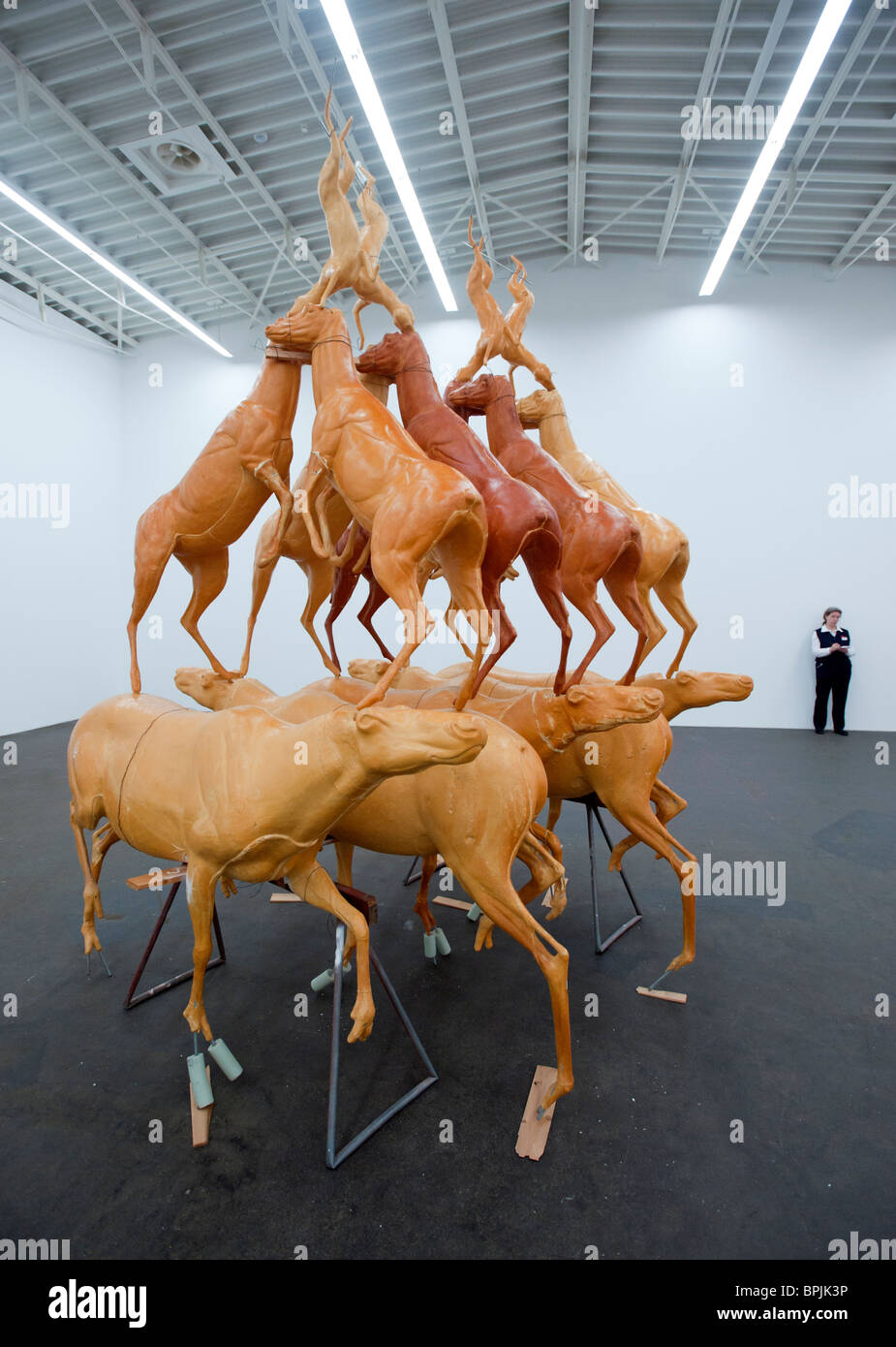 Sculpture by Bruce Nauman titled Animal Pyramid at Hamburger Bahnhof ...