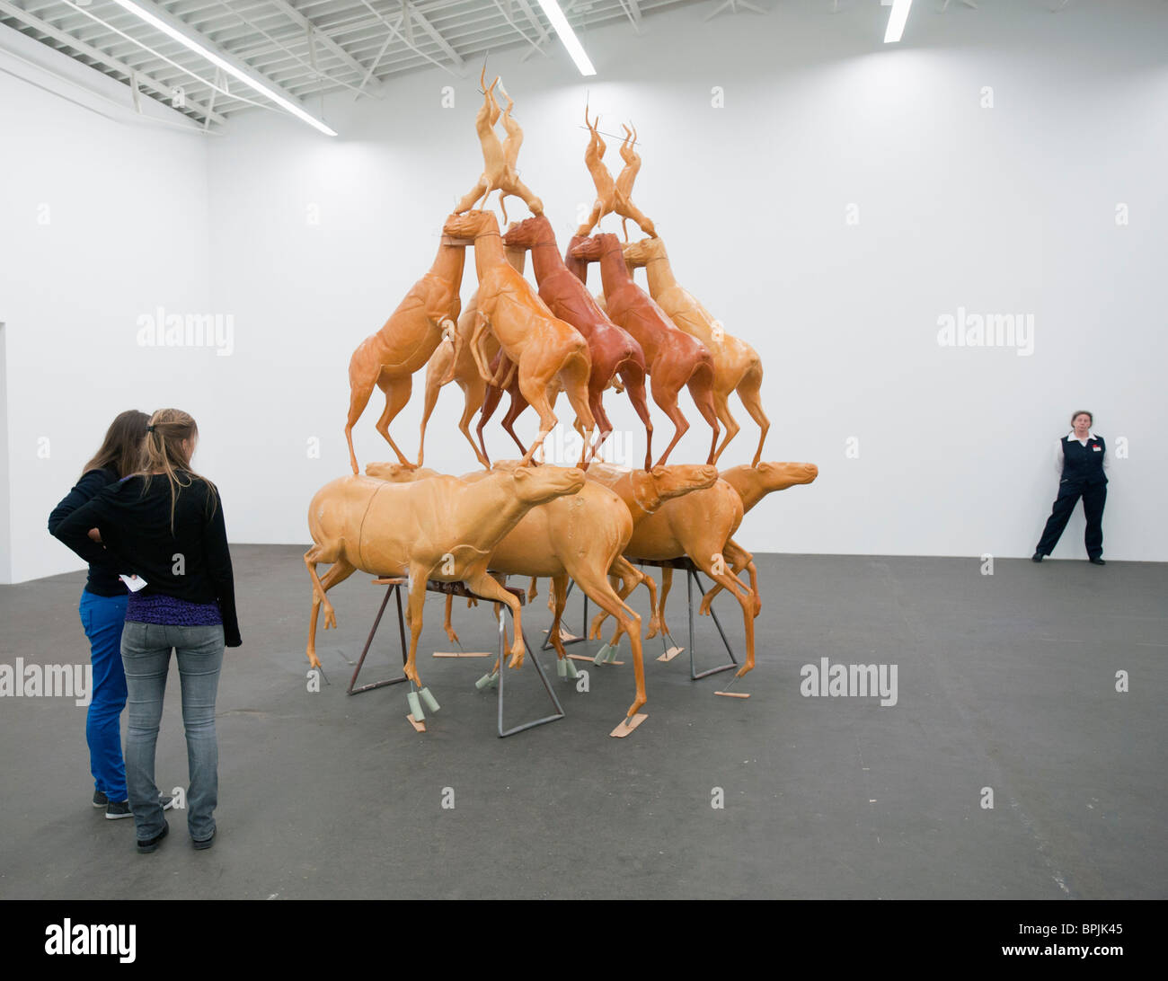 Sculpture by Bruce Nauman titled Animal Pyramid at Hamburger Bahnhof ...