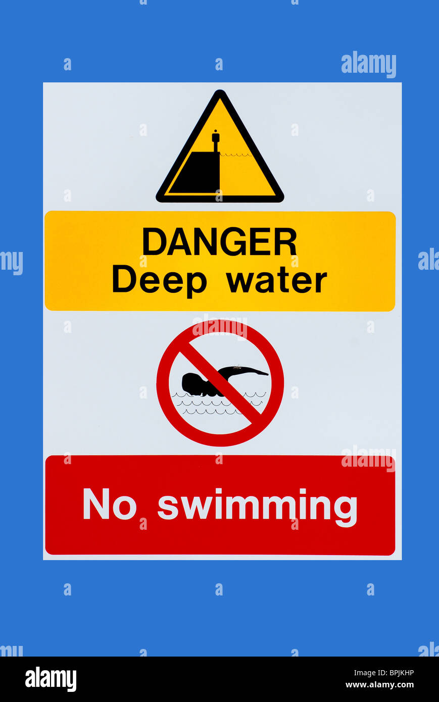 Deep water and no swimming warning sign, Great Britain Stock Photo - Alamy