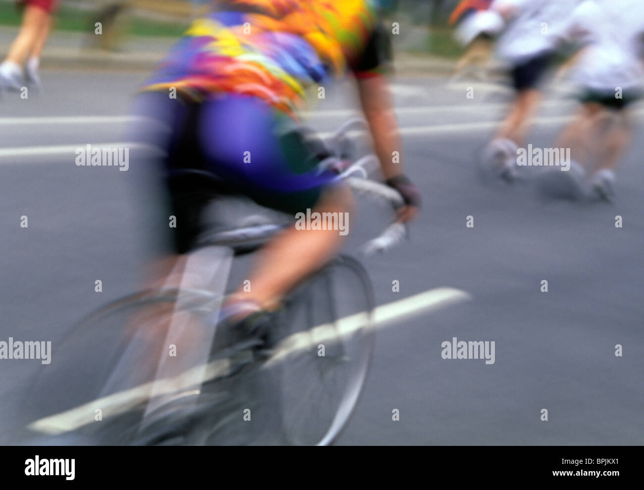 Bike riding in city streets. Motion biker speeding in Central Park, New ...