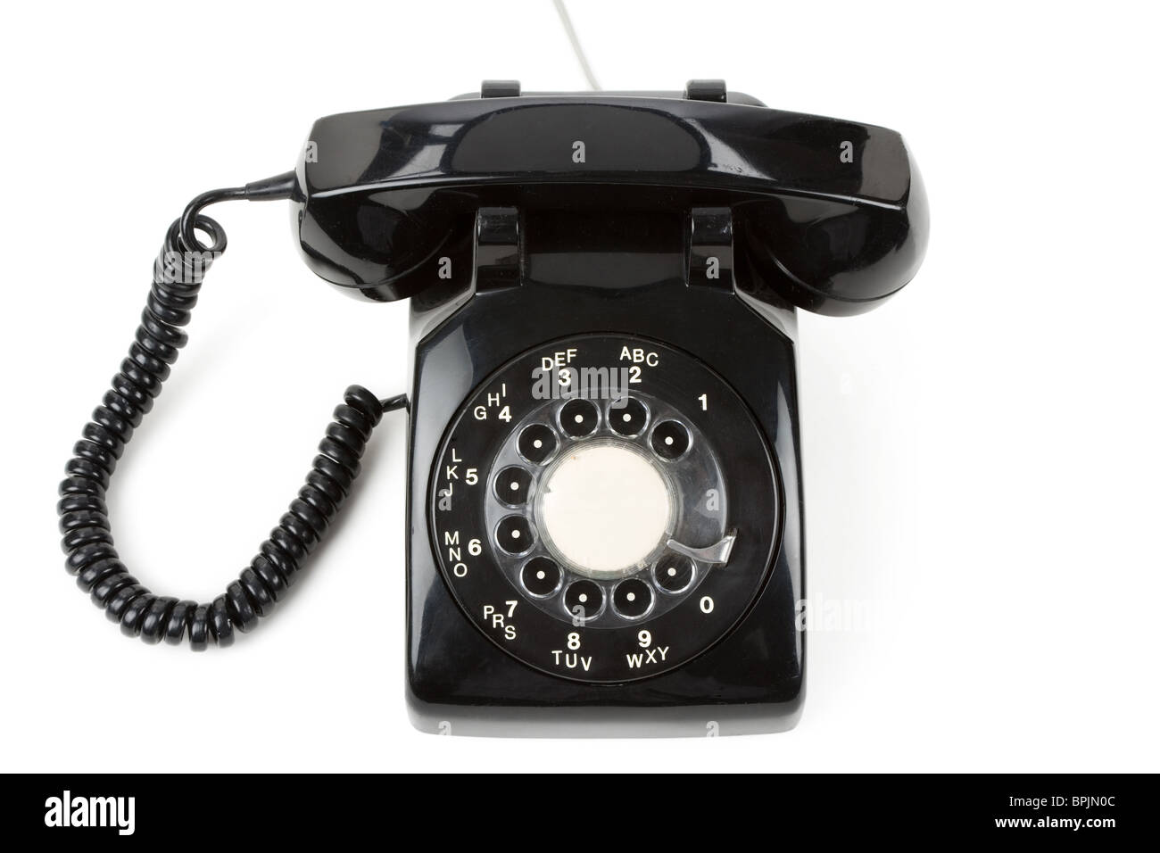 Black telephone with white background Stock Photo - Alamy