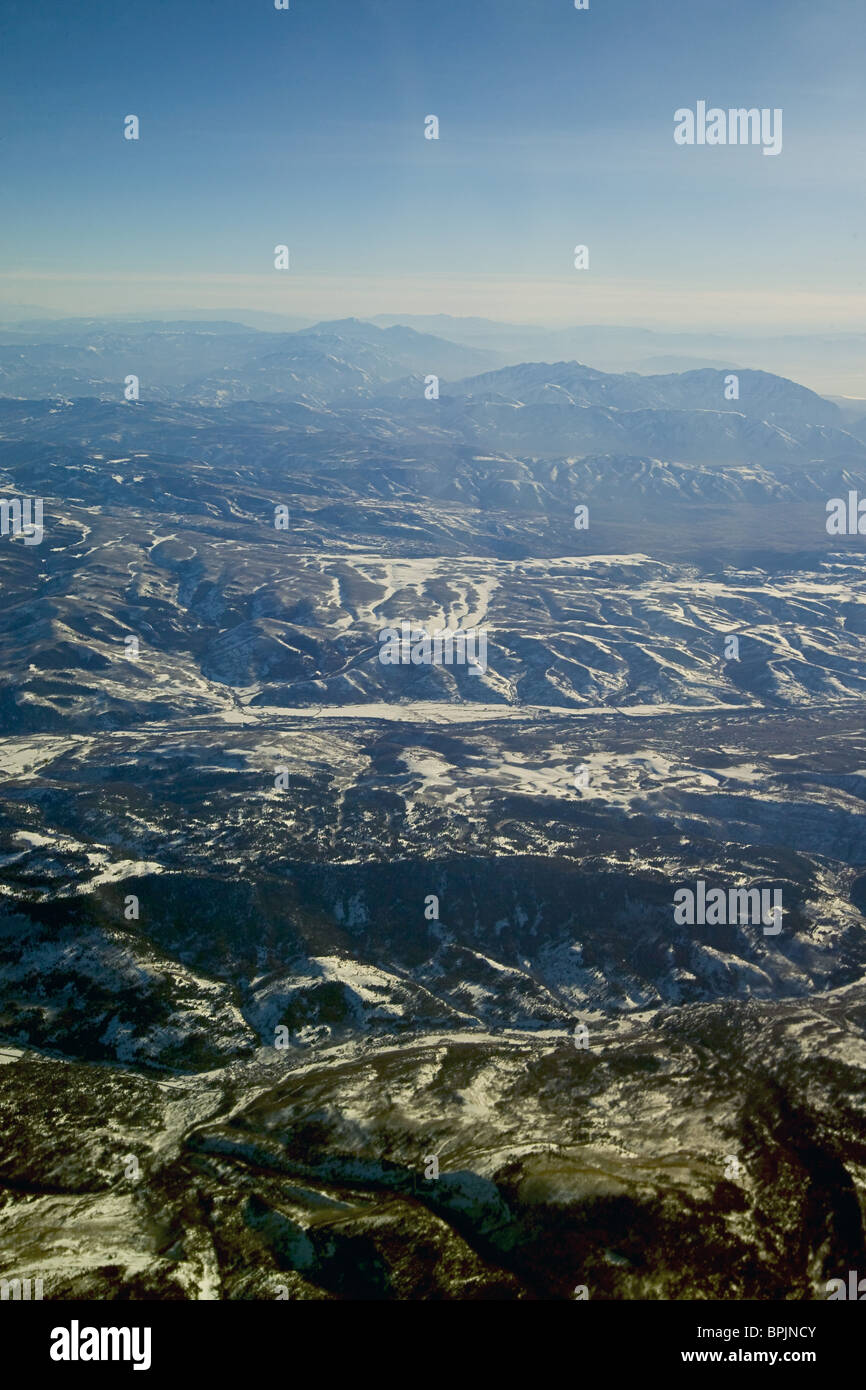 Aerial of mountains with snow Stock Photo - Alamy