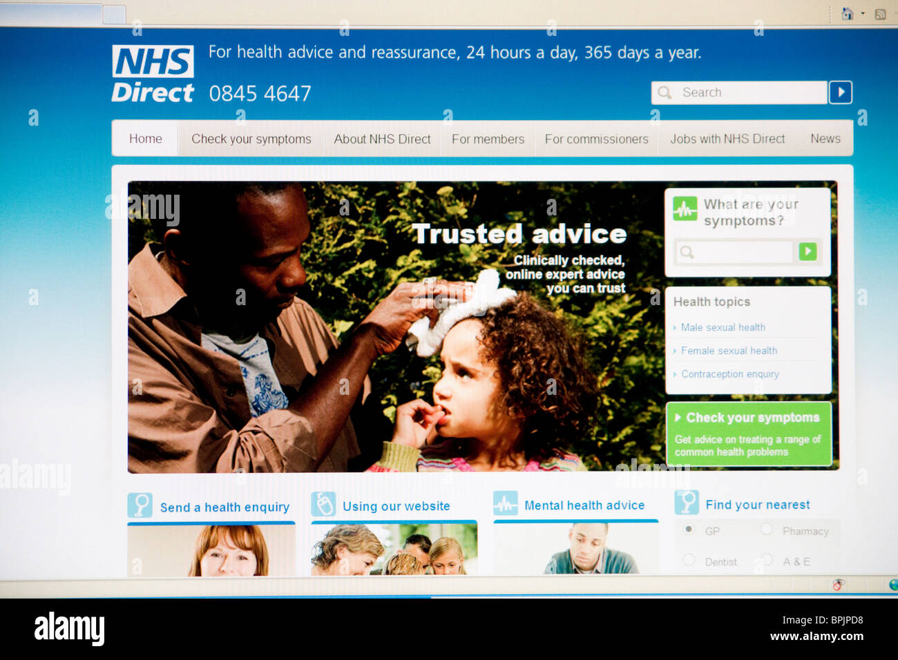 NHS Direct Website Stock Photo - Alamy