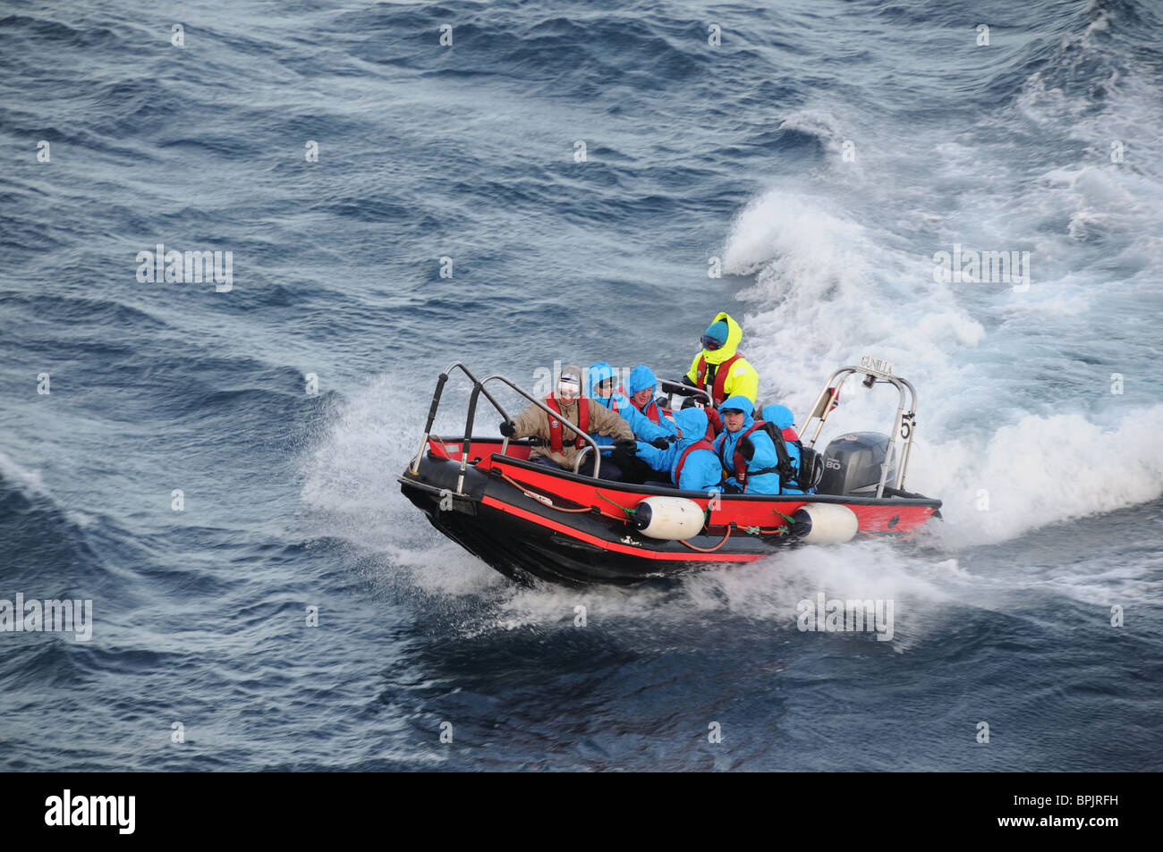 Passengers from the MS Fram were taken ashore in Polar Cirkel boats ...