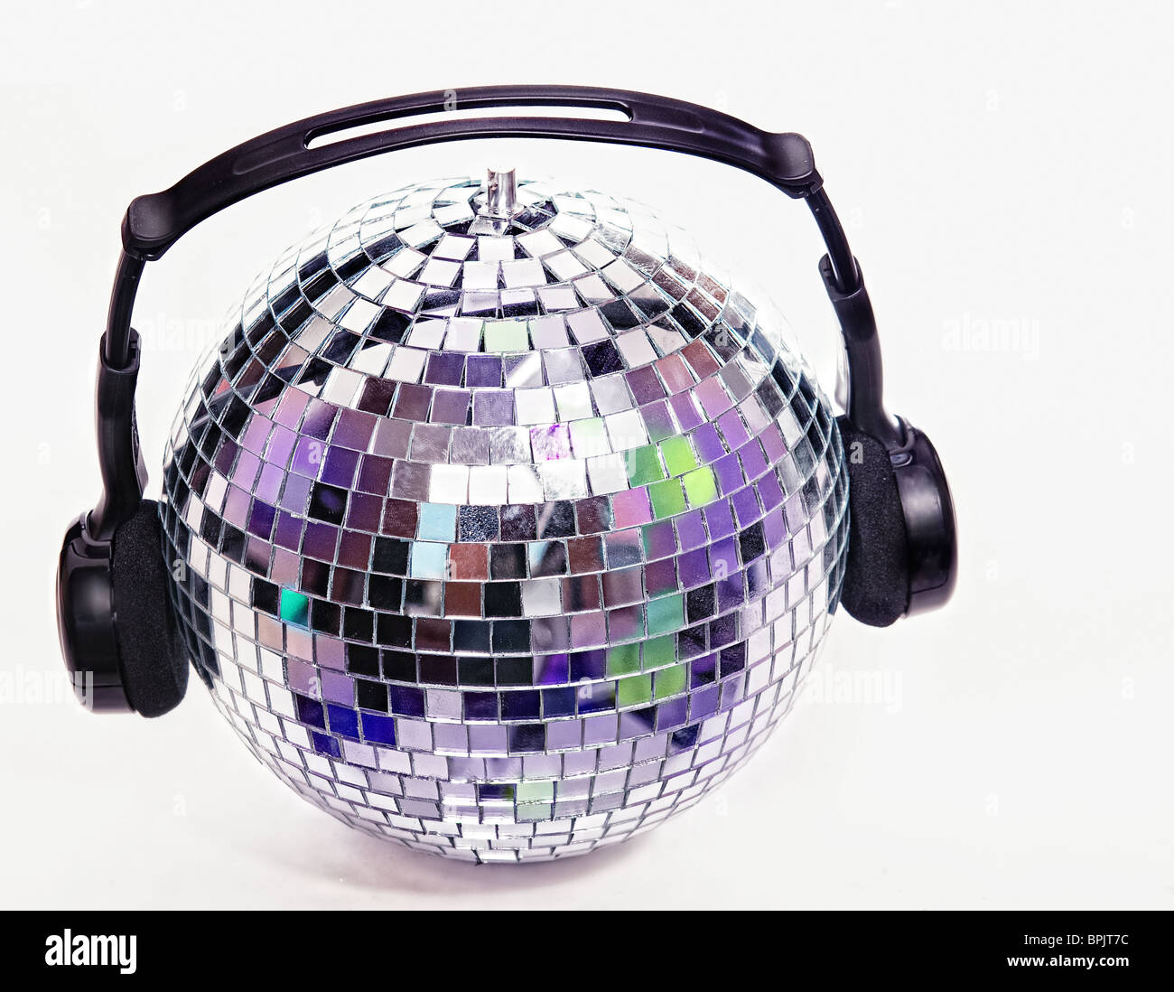 Disco ball and headphones Stock Photo - Alamy