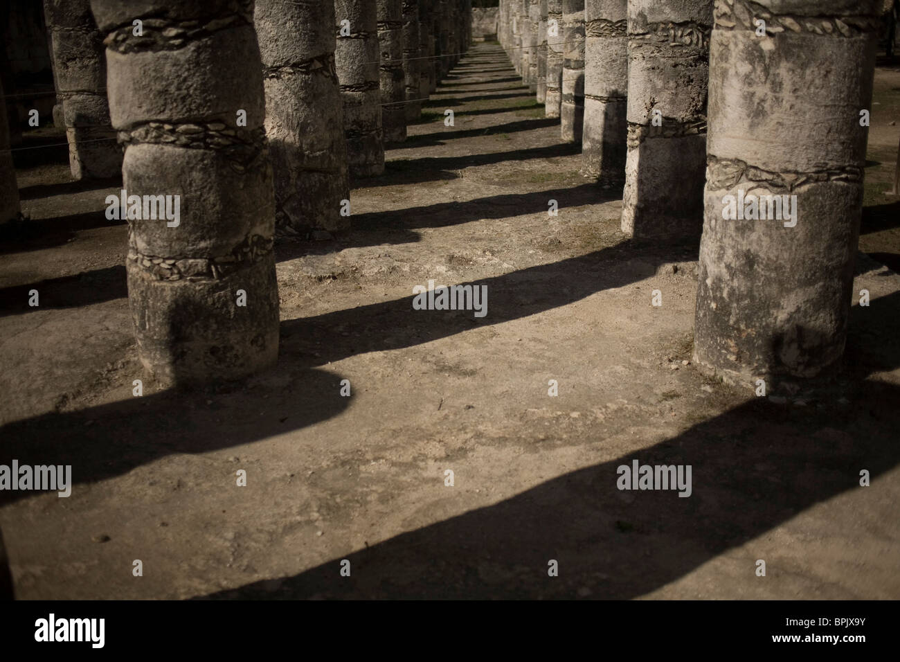 The Group of the Thousand Columns at the Mayan ruins of Chichen Itza in ...
