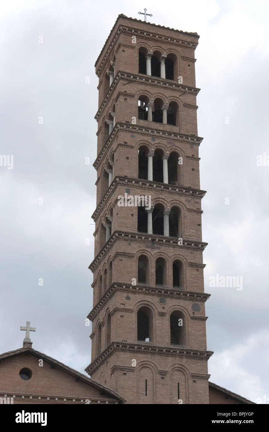 Santa Maria in Cosmedin, bell tower, Rome Stock Photo - Alamy