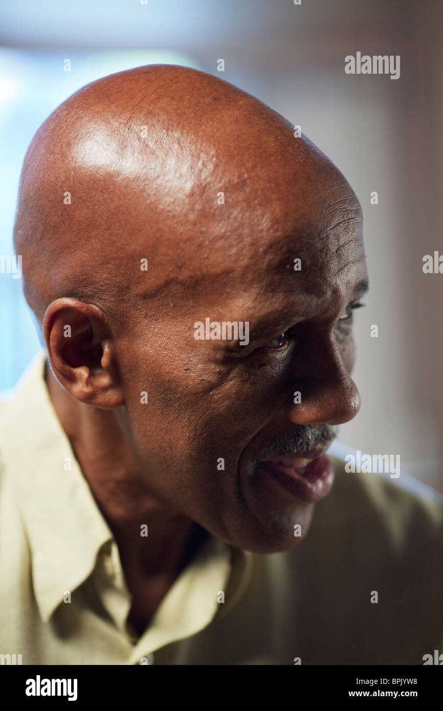 African-American man, portrait. Profile smiling Stock Photo - Alamy