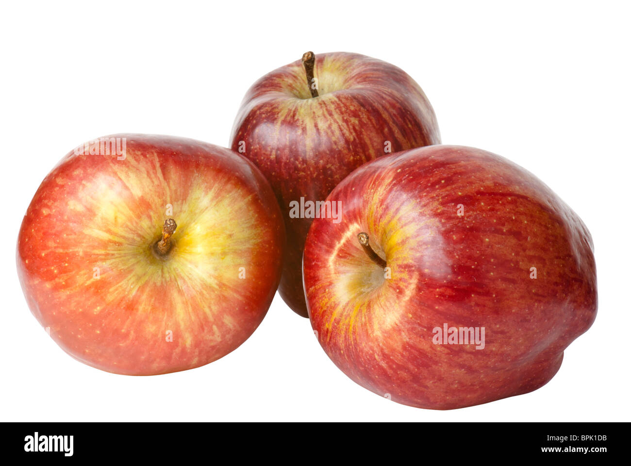 Closeup of the three red apples isolated on white Stock Photo - Alamy