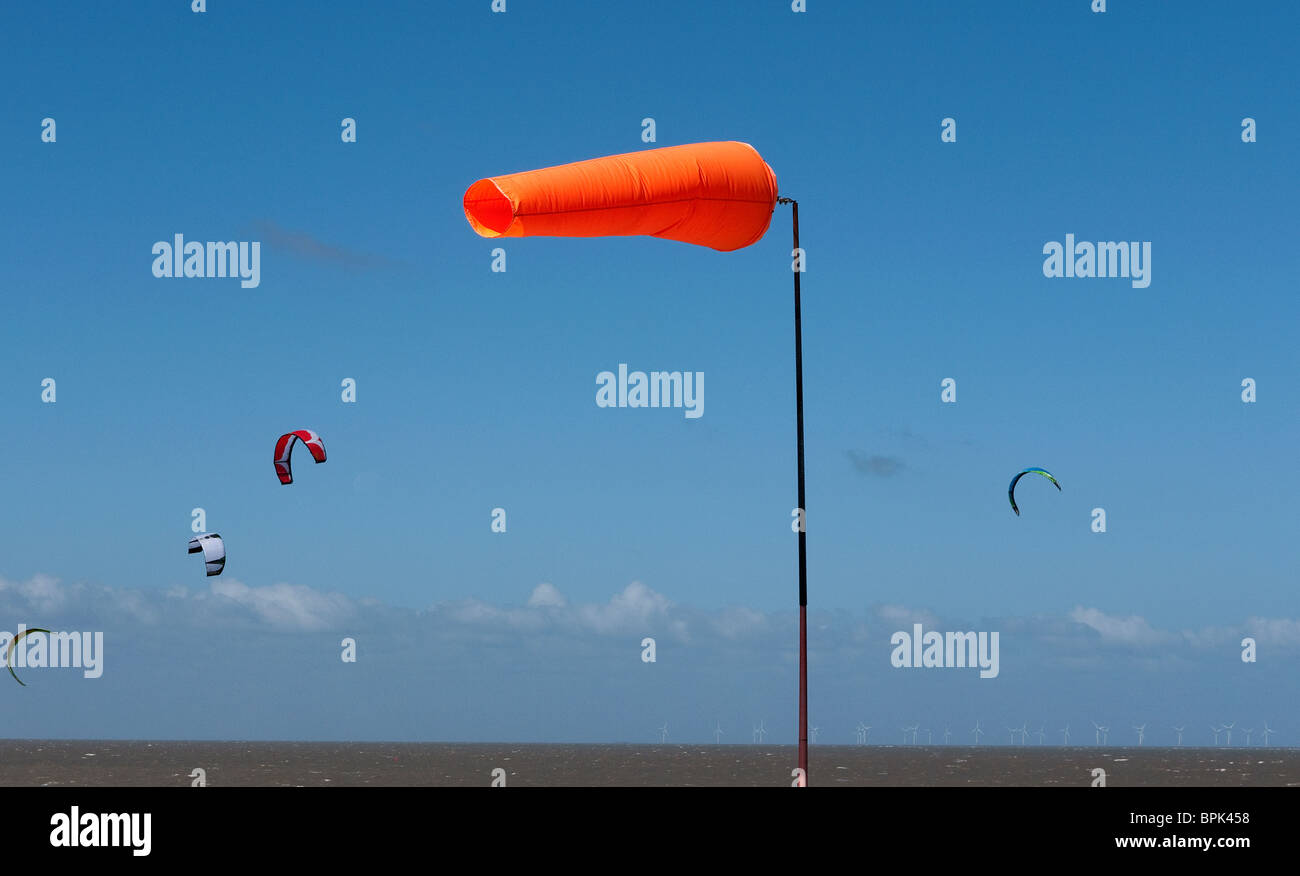 Windsock on beach at Minnis Bay Thanet Kent Stock Photo - Alamy