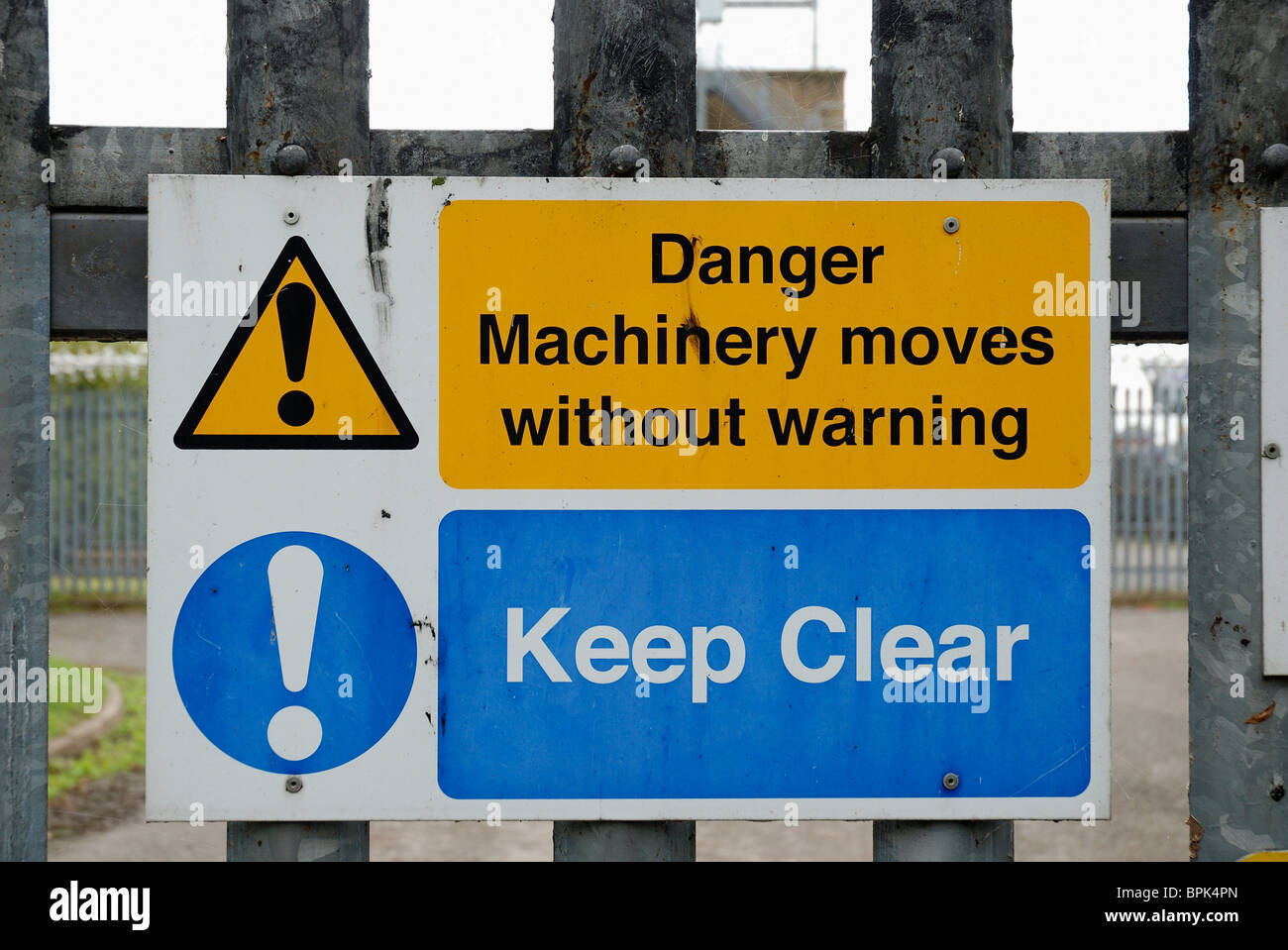 warning sign on gate Stock Photo - Alamy