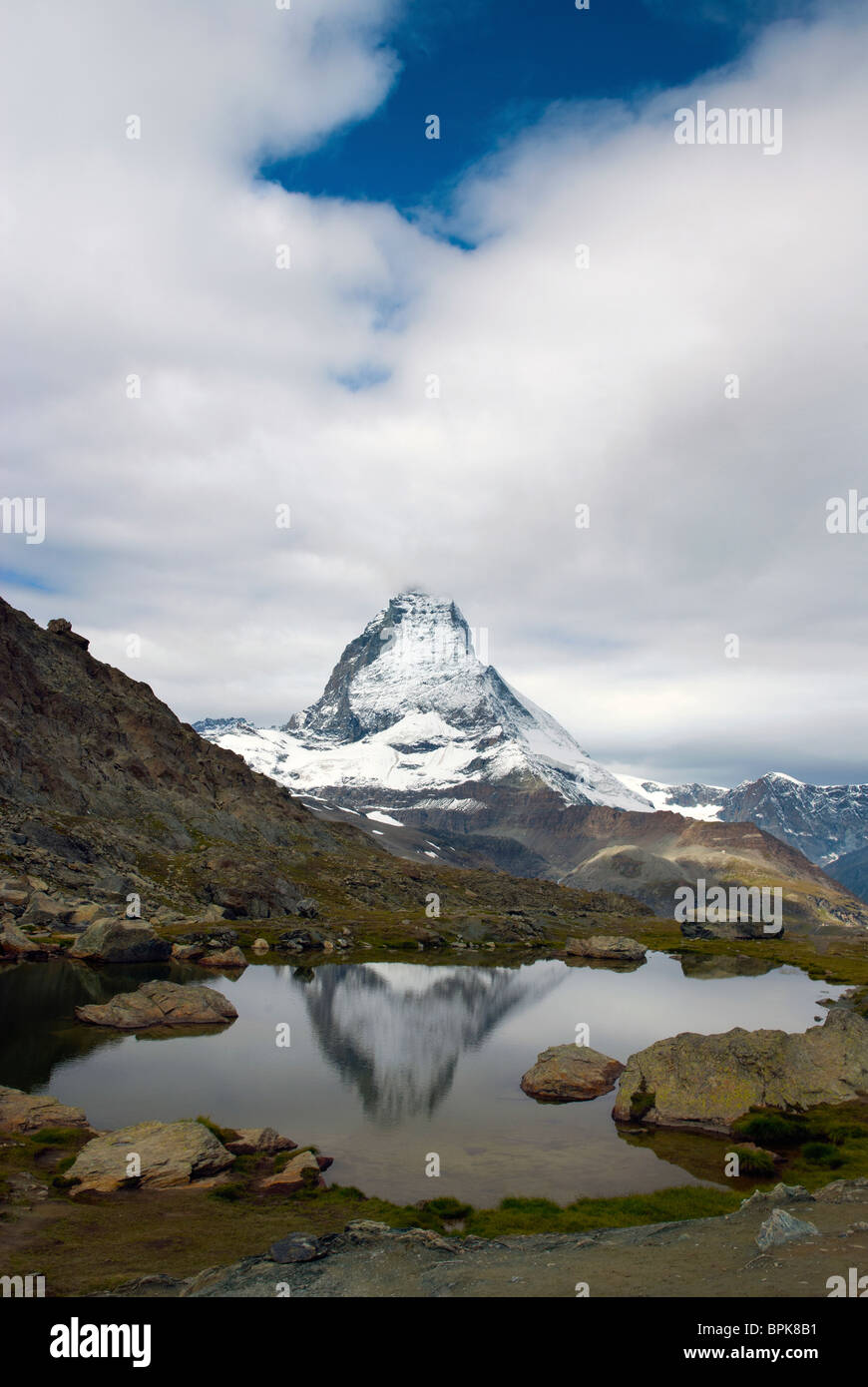 Riffelsee lake Matterhorn reflection Gornergrat bahn Rotenboden station ...