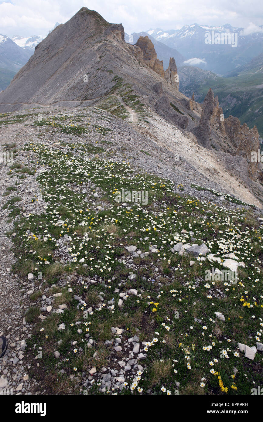 Eye of the needle or Aguille Percee area near Tignes Val d'Isere in the ...