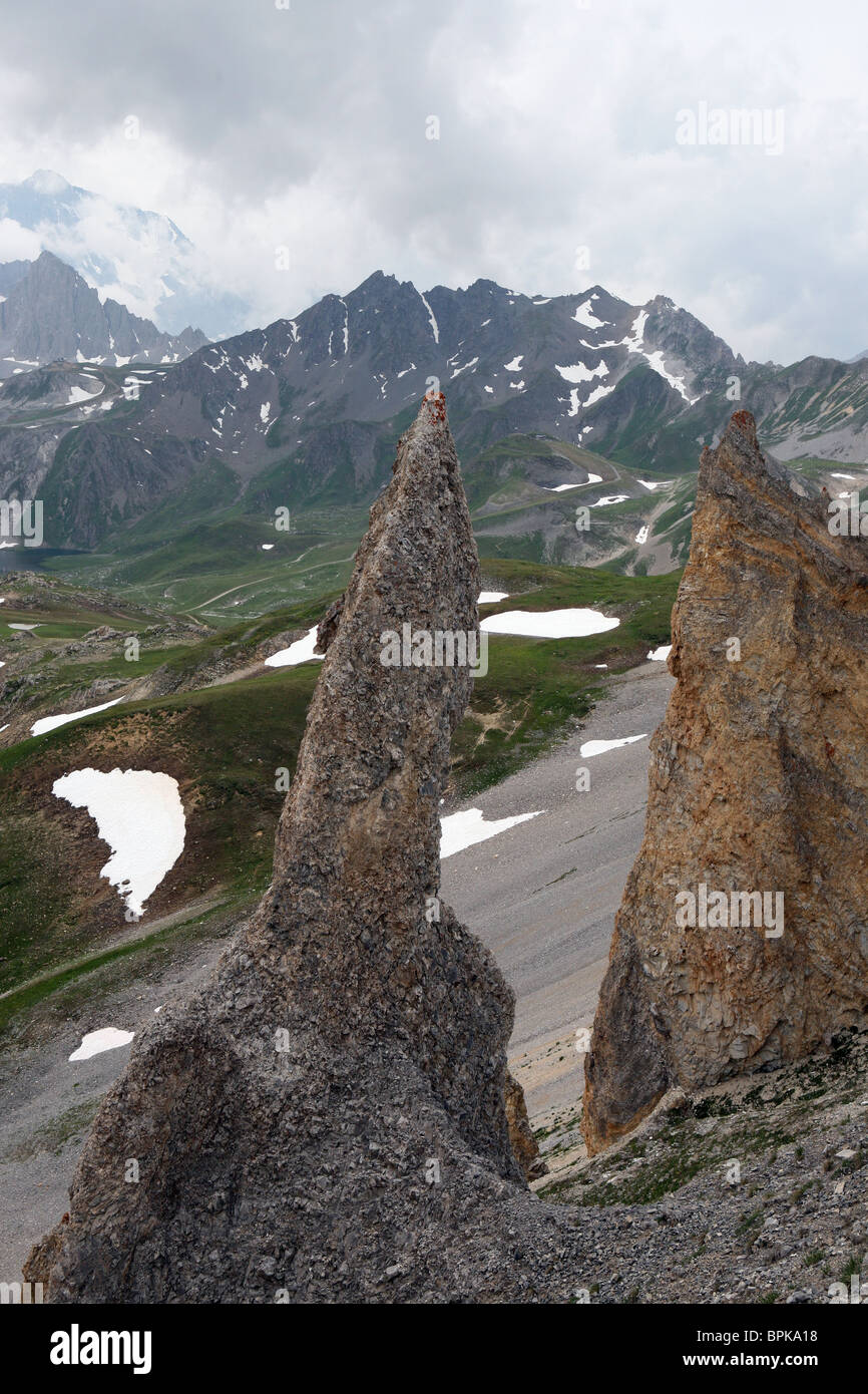 Eye of the needle or Aguille Percee area near Tignes Val d'Isere in the ...