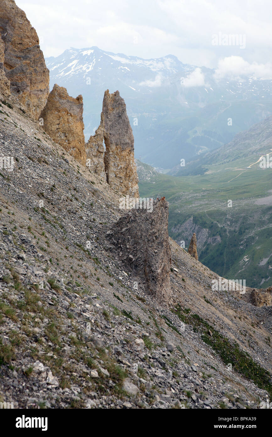 Eye of the needle or Aguille Percee area near Tignes Val d'Isere in the ...