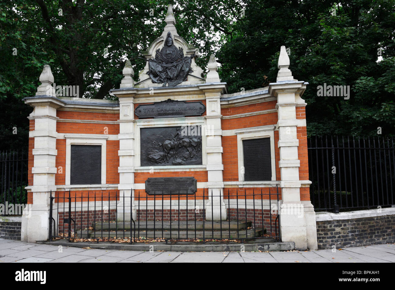 Stone,Brick and bronze memorial to The Carabiniers,sited at the ...