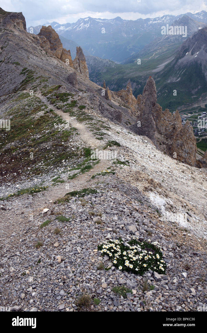 Eye of the needle or Aguille Percee area near Tignes Val d'Isere in the ...