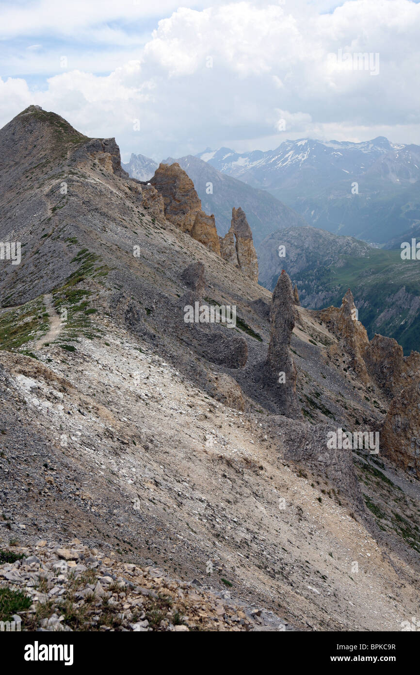 Eye of the needle or Aguille Percee area near Tignes Val d'Isere in the ...