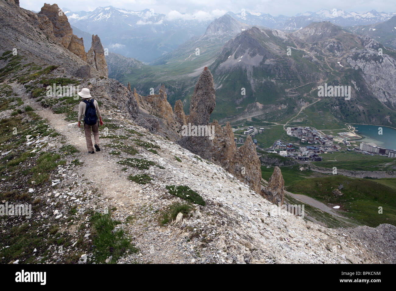 Eye of the needle or Aguille Percee area near Tignes Val d'Isere in the ...