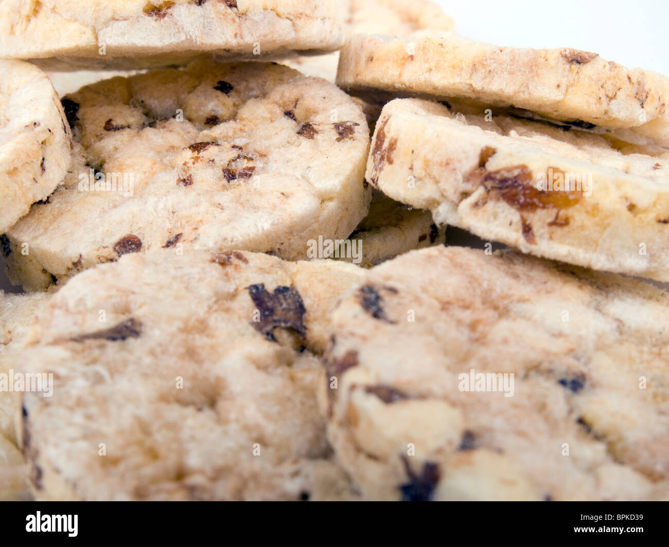 Closeup picture of small rice cakes on white background Stock Photo - Alamy