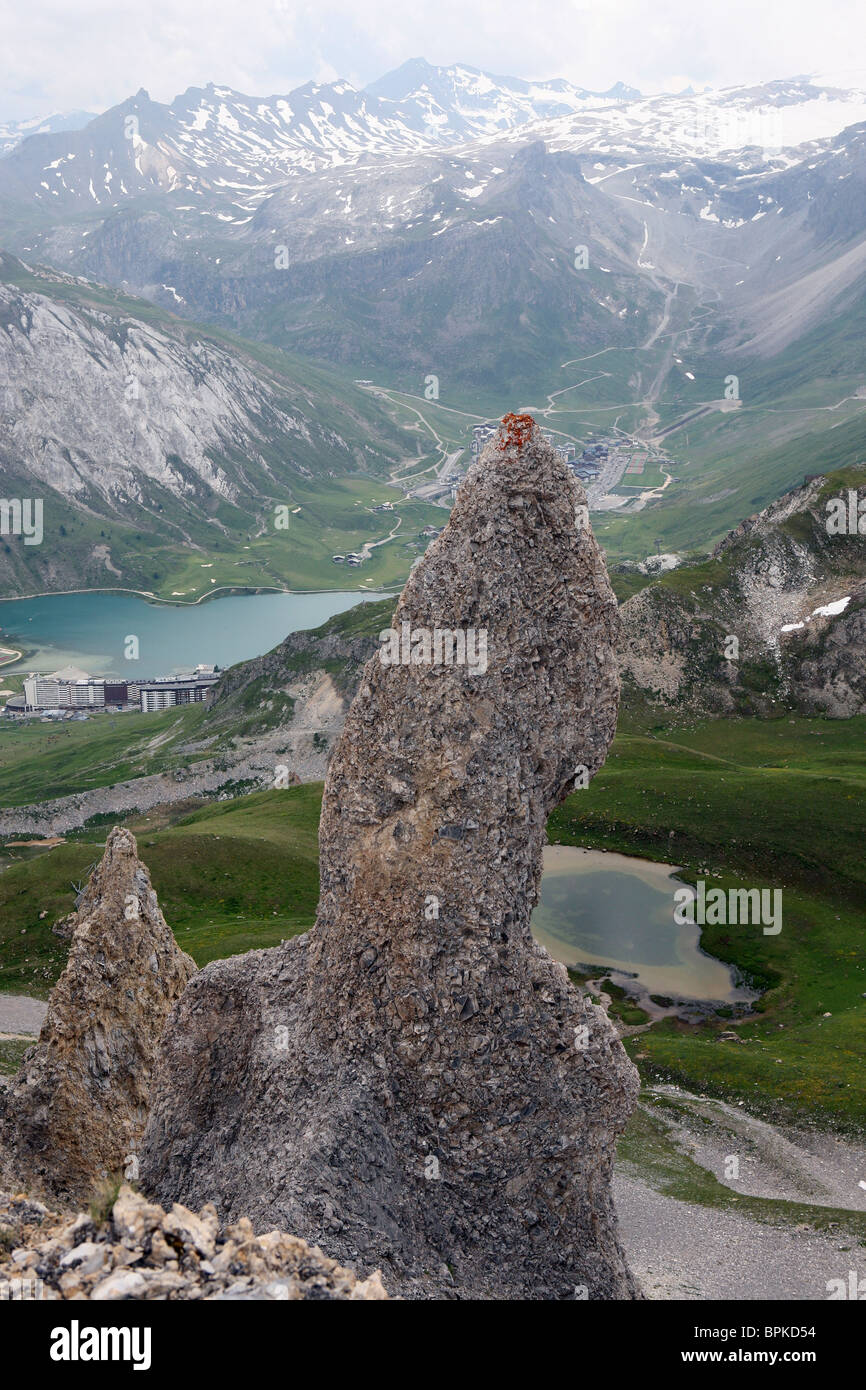 Eye of the needle or Aguille Percee area near Tignes Val d'Isere in the ...