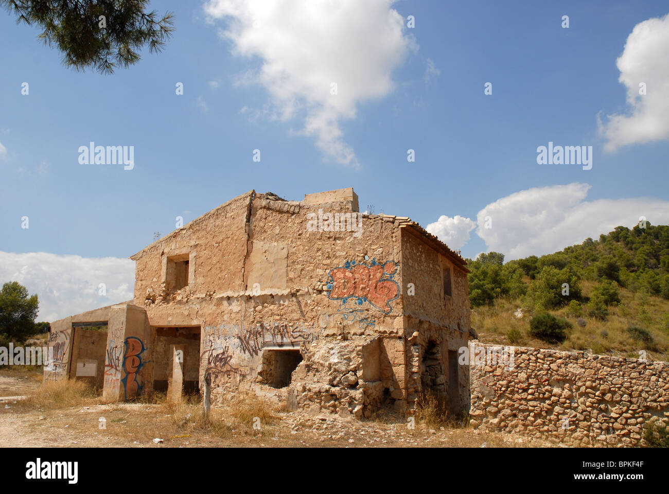 abandoned house with graffiti, Pantano de Tibi (reservoir and dam) Tibi ...
