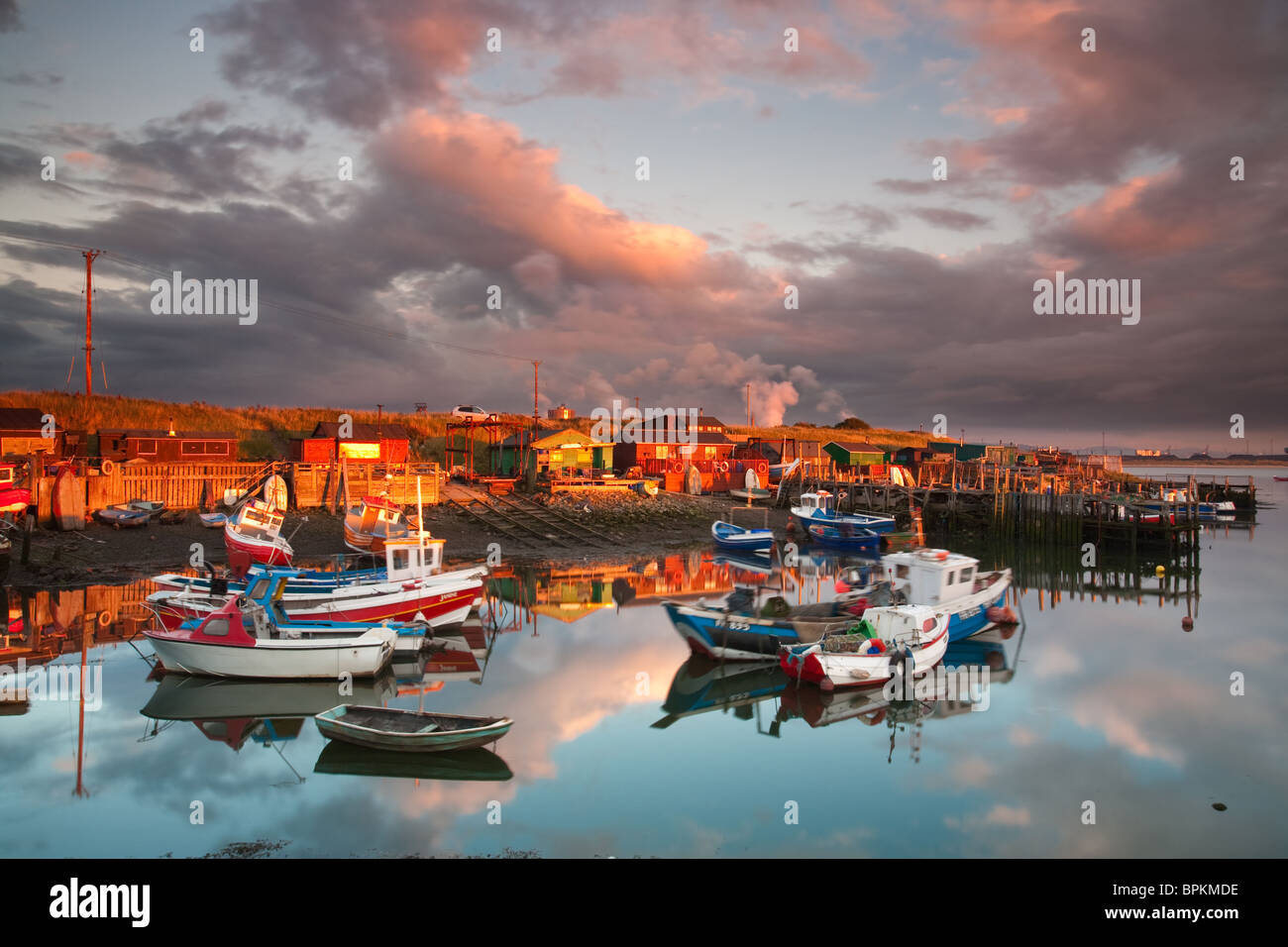 Late Evening Light catching the huts at the South Gare in Teesside ...