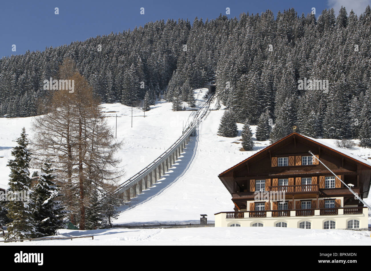 Funicular railway to the summit of the Allmendhubel, Murren ...