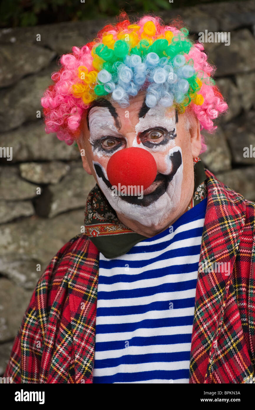 Clown on the street during Llandrindod Wells Victorian Festival Powys ...
