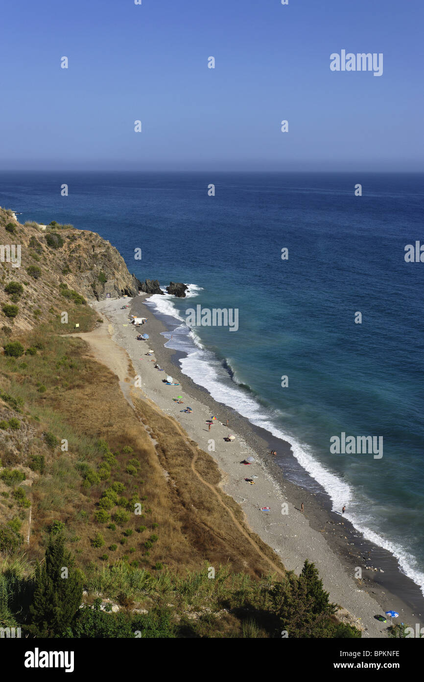 High angle view of Maro beach, Nerja, Andalusia, Spain Stock Photo - Alamy