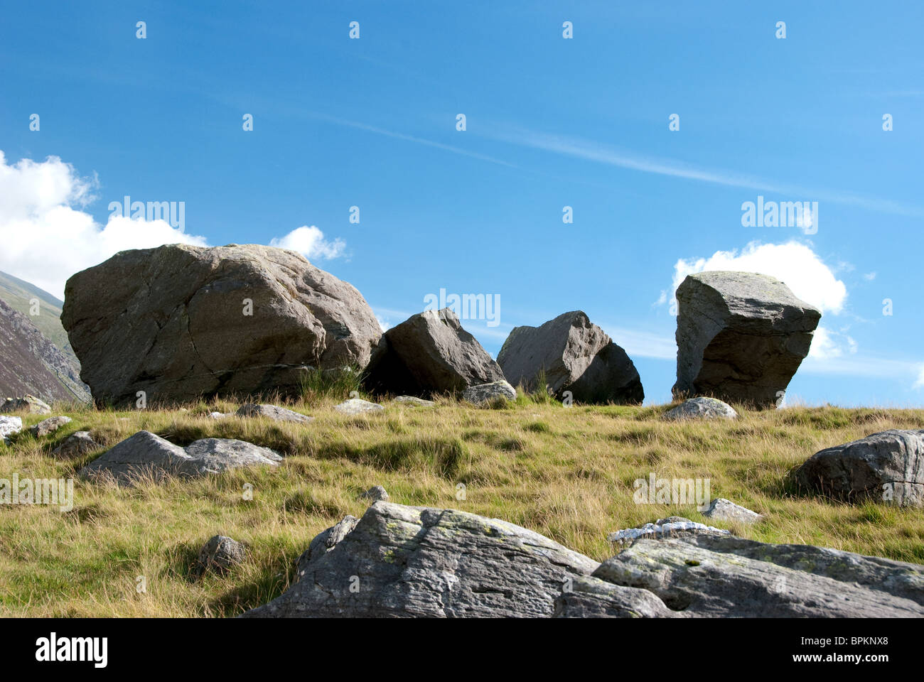 4 Boulders in Cwm Idwal Snowdonia. Example of glacial erratic Stock ...