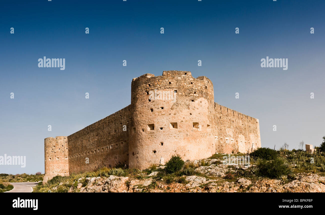 Koulos Turkish fortress at Ancient Aptera in Crete, Greece Stock Photo ...