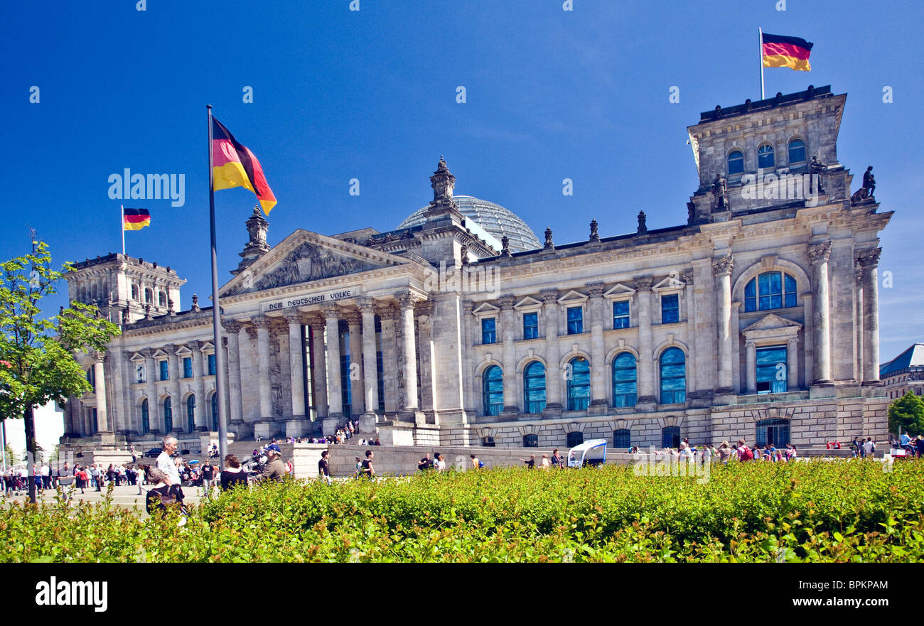 Berlin;Germany;Europe;The German Reichstag Building with Glass Cupola ...