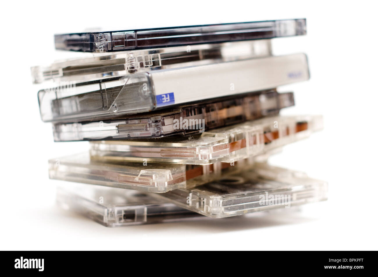 Close up of some cassette tapes stacked up in a pile Stock Photo - Alamy