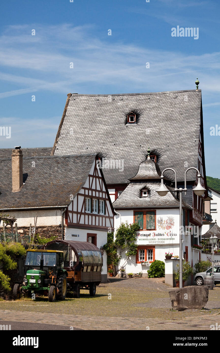 Traditional timber framed house in Zell, Mosel Valley, Germany Stock ...