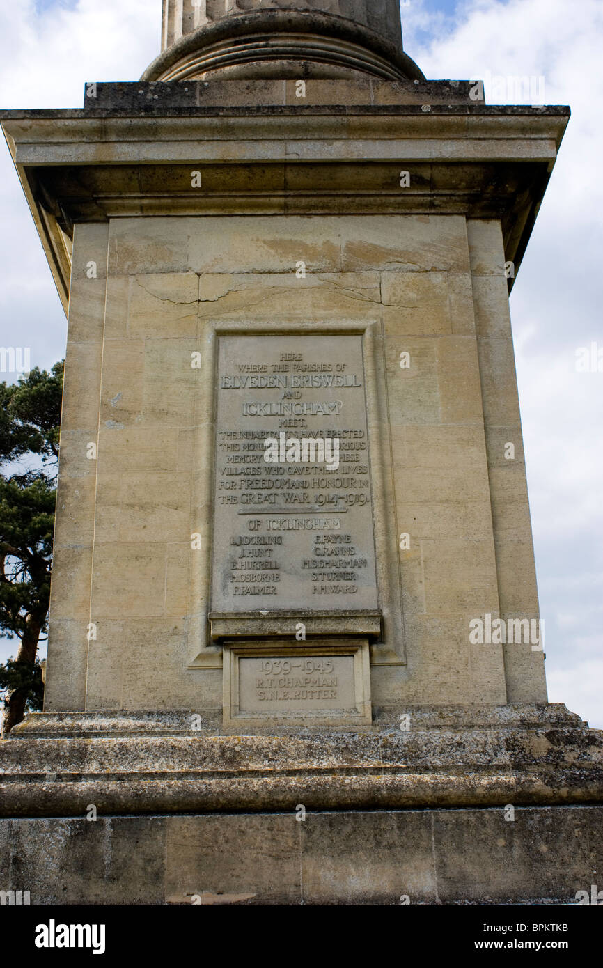 The war memorial of Elveden, Eniswell and Icklingham at Elveden ...