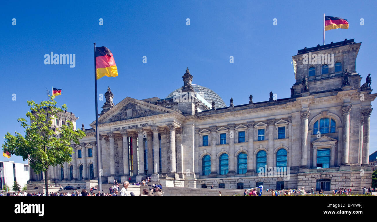 Berlin;Germany;Europe;The German Reichstag Building with Glass Cupola ...