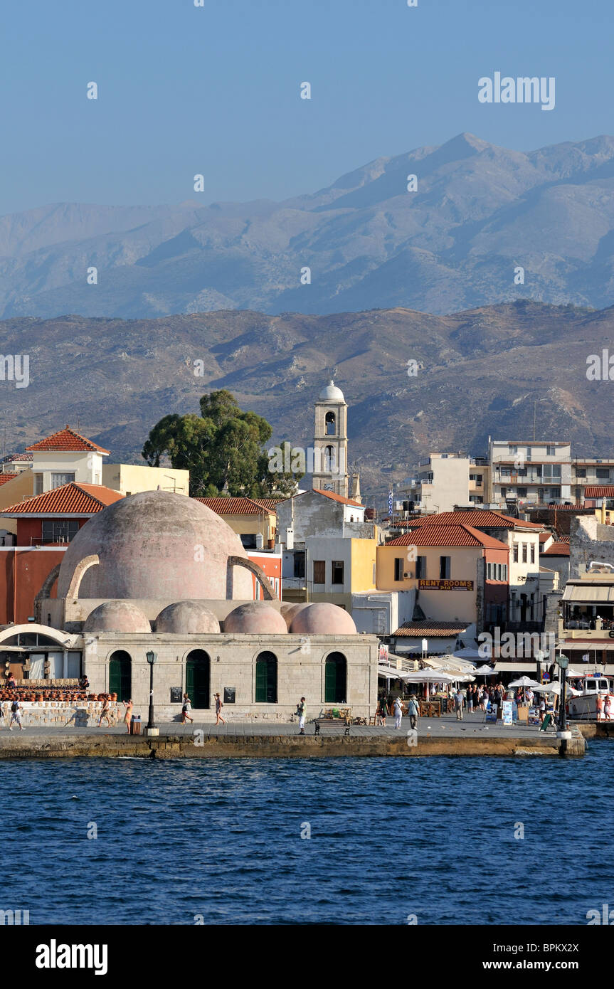 Traditional buildings and Turkish baths at the old port of Chania ...