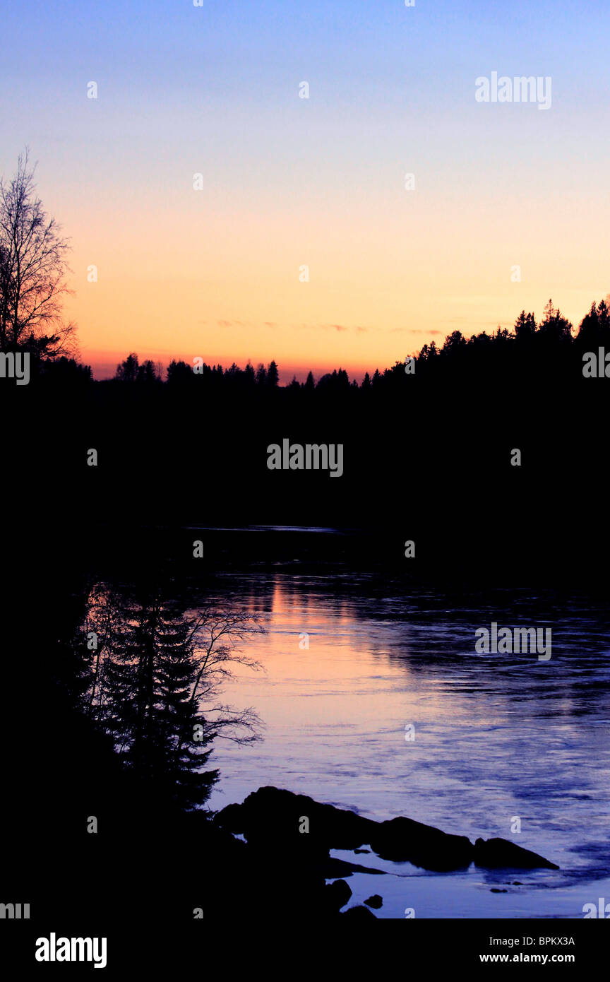 Autumn Evening by the river Stock Photo - Alamy