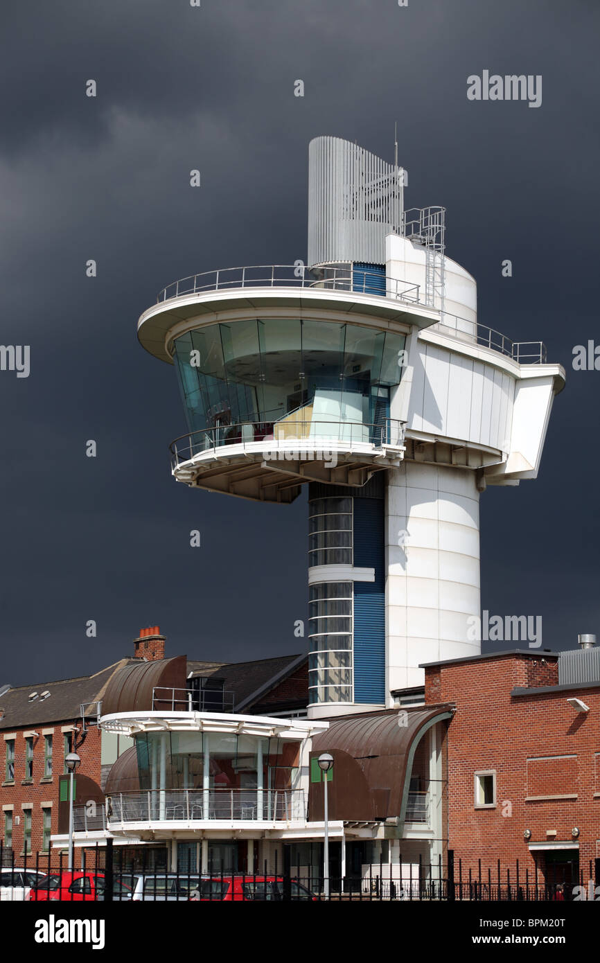 The observation tower at Segedunum Roman fort with a stormy sky as ...