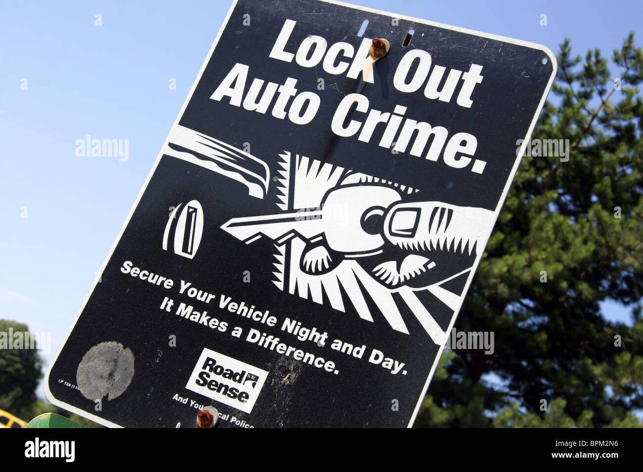 Lock Out Auto Crime sign Stock Photo - Alamy