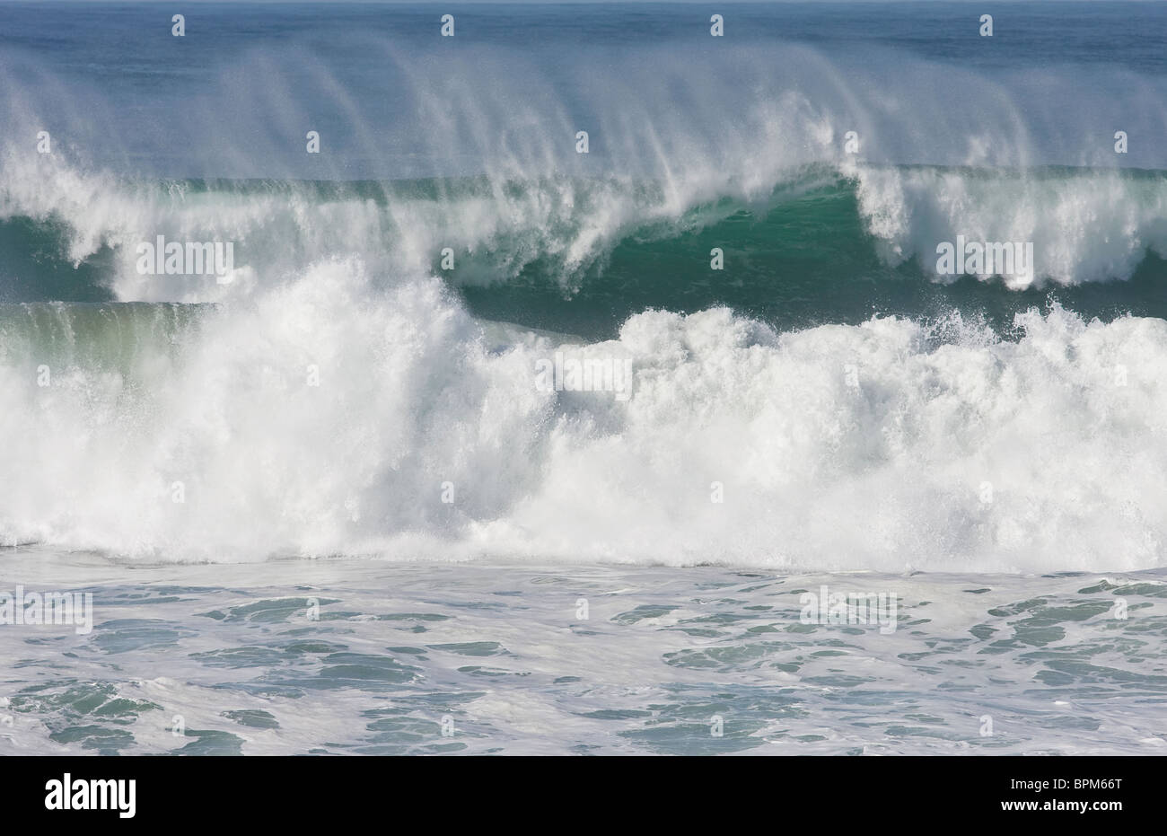 Large Waves crashing with wind-blown spray, Point Reyes, California ...