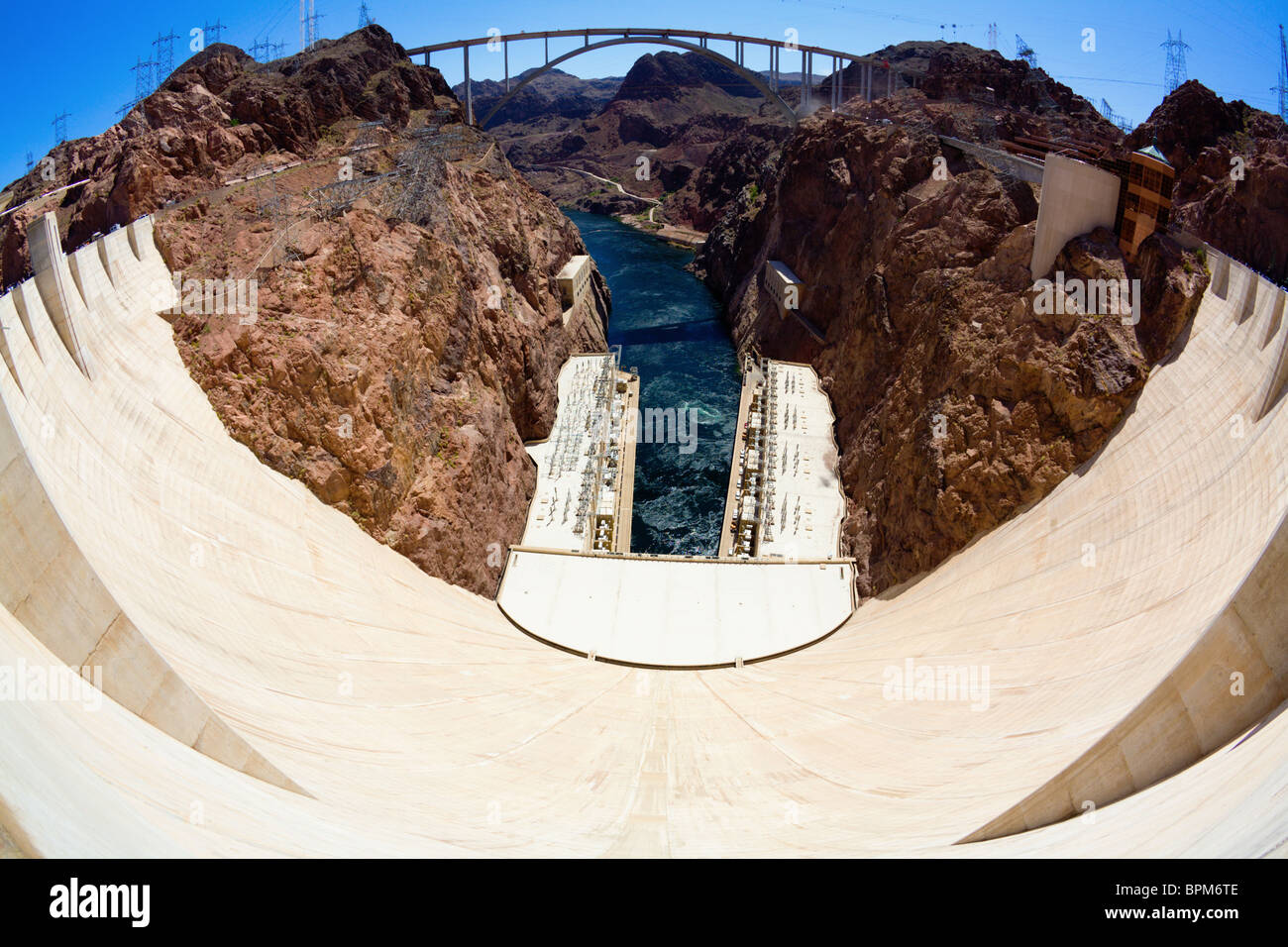 Hoover Dam and a bypass bridge under construction Stock Photo - Alamy