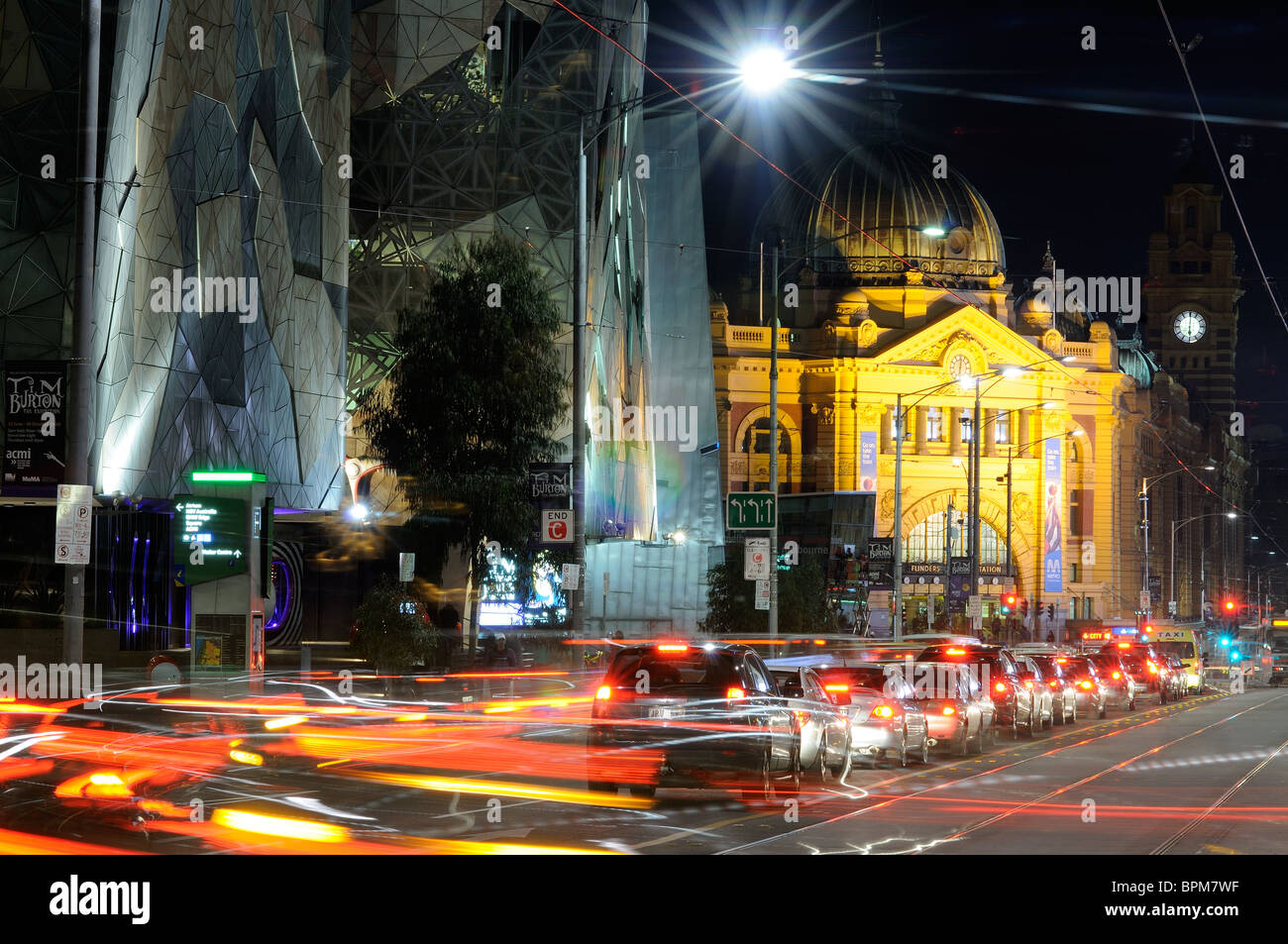 Federation square melbourne night hi-res stock photography and images ...