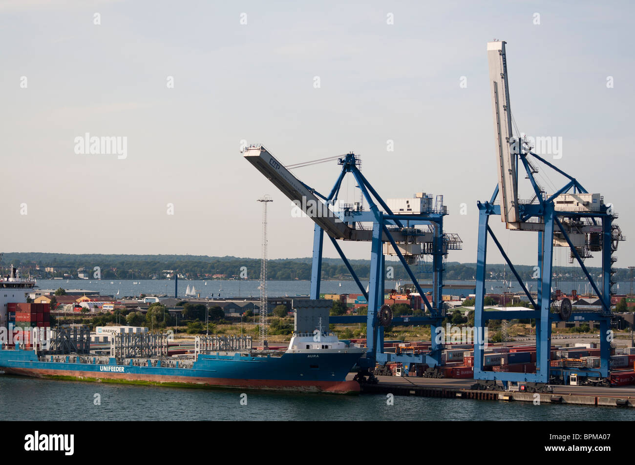A cargo crane at the port of Copenhagen in Denmark Stock Photo - Alamy
