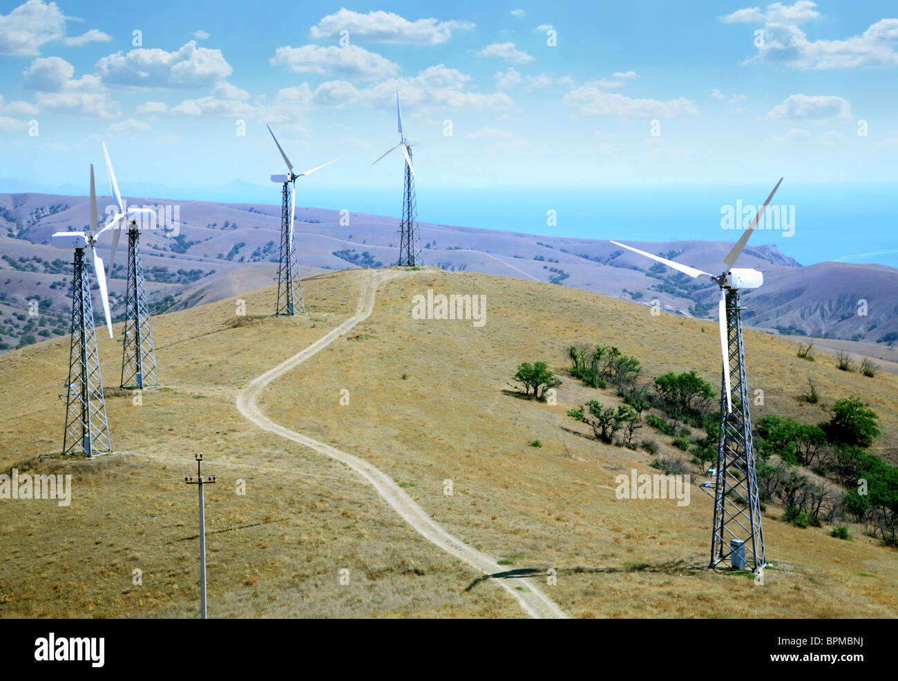 landscape with wind turbines Stock Photo - Alamy