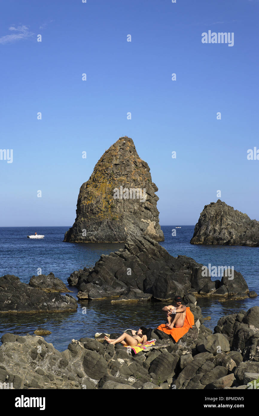 Cyclopean Isles, Aci Trezza, Aci Castello, Sicily, Italy Stock Photo ...